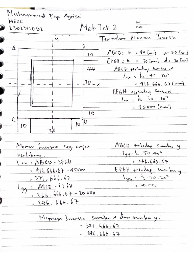 Mektek 2 Tugas Inersia Muhammad Rafi Agristi ME2C | PDF
