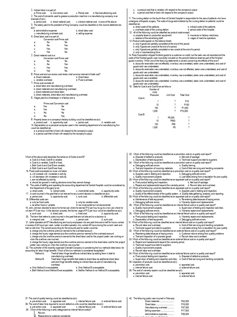 Handout No. 2202 a Cost Accounting and Control | PDF | Cost | Financial ...