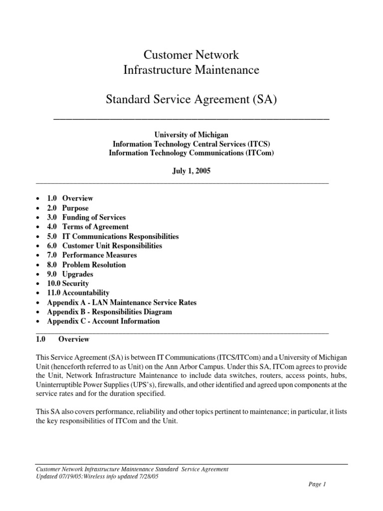Service Agreement and Maintenance | Download Free PDF | Computer Network | Computer Hardware