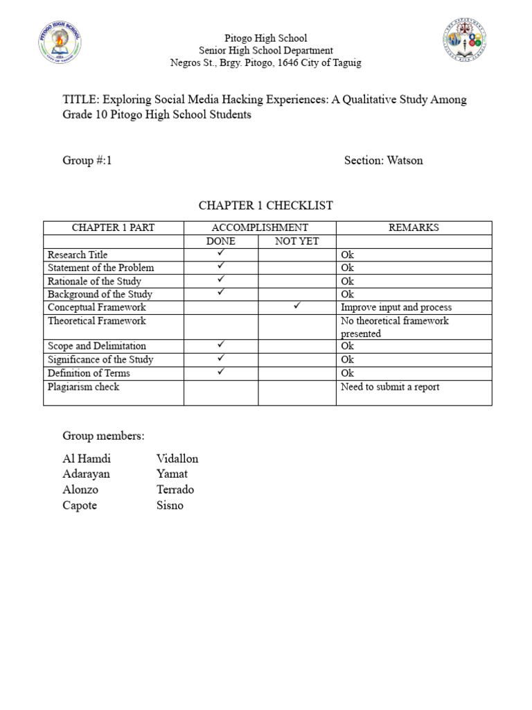 11-WATSON-Chapter 1 Checklist | PDF | Cognition | Methodology