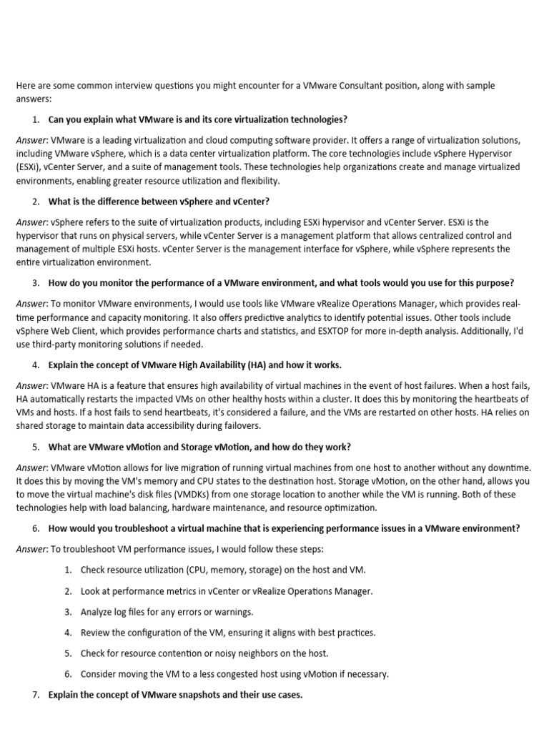 VMware QAs | PDF | Virtualization | Virtual Machine