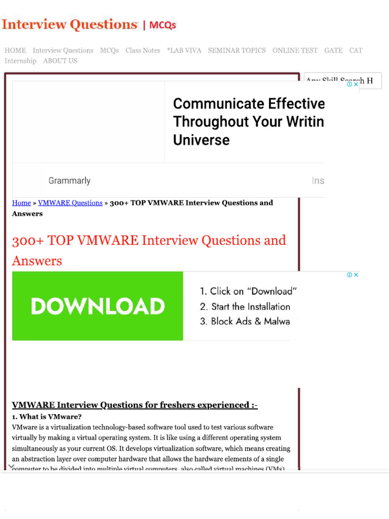 VMware Interview QAs | PDF
