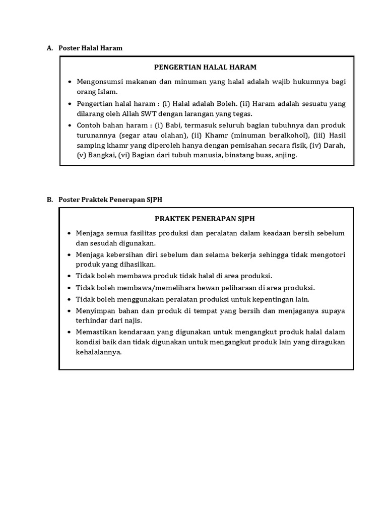 Poster Halal Dan Penerapan SJPH CV KIM LING | PDF