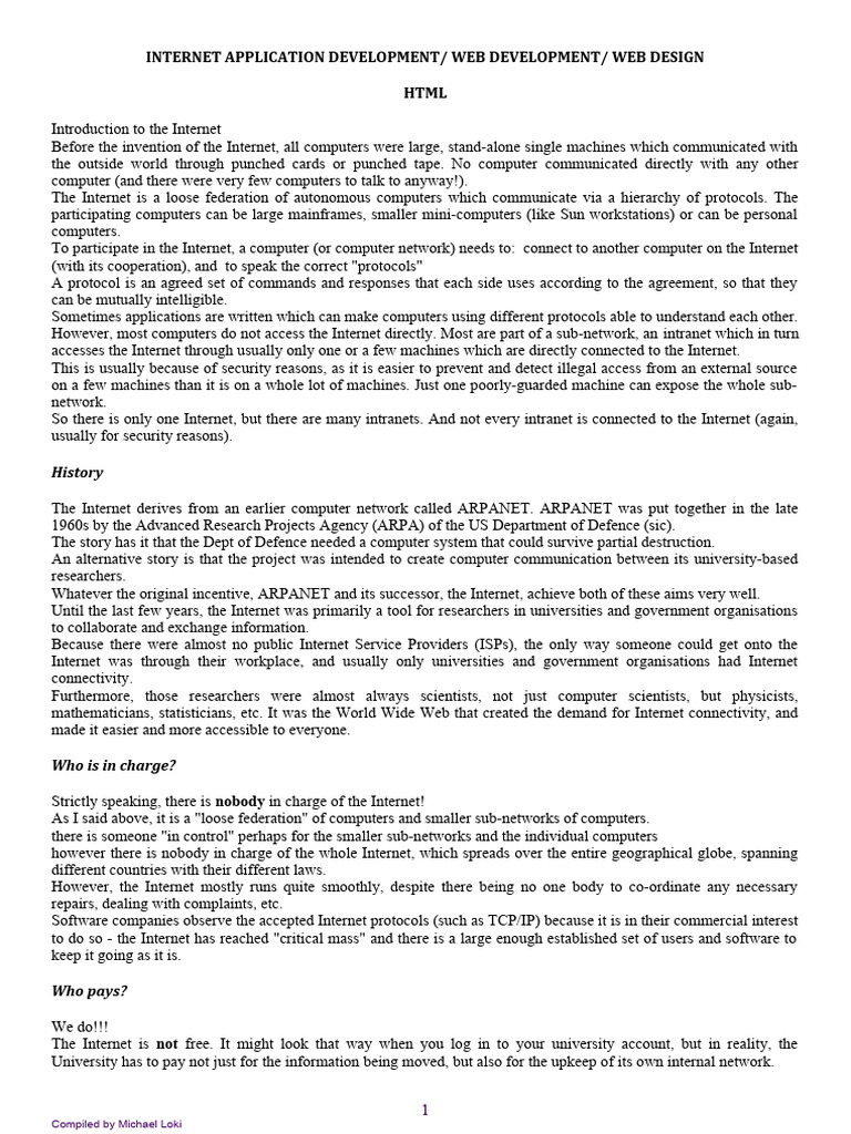 Html Notes Pdf Web Server Internet And Web