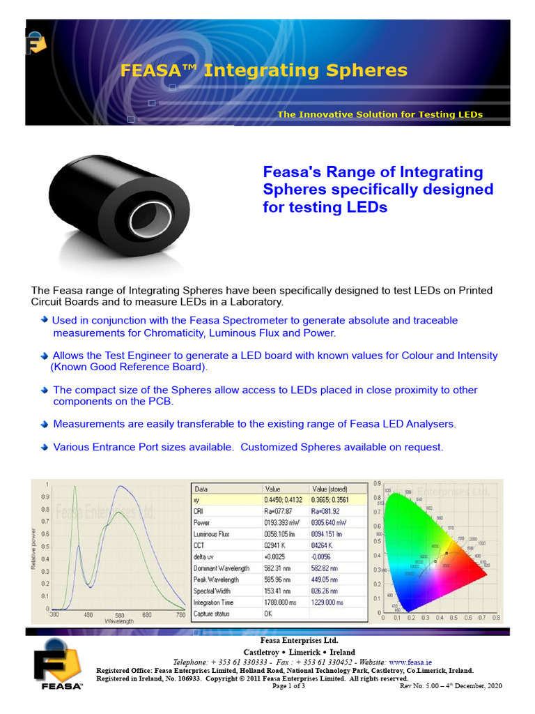 Feasa Integrating Spheres | PDF | Light Emitting Diode ...