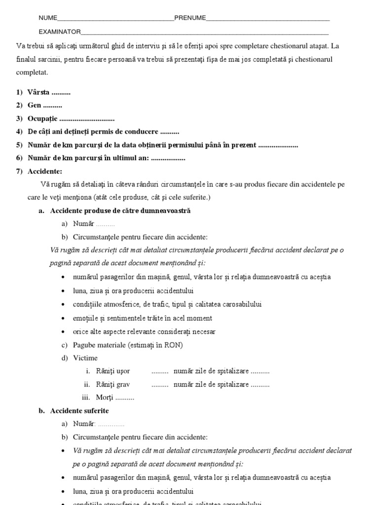 Fisa Anamneza Detaliata Practica