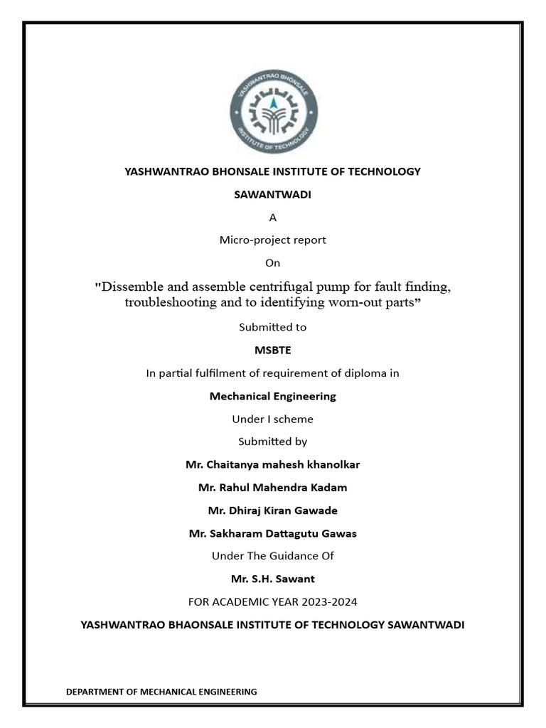 FMM Micro Project | PDF | Pump | Engineering