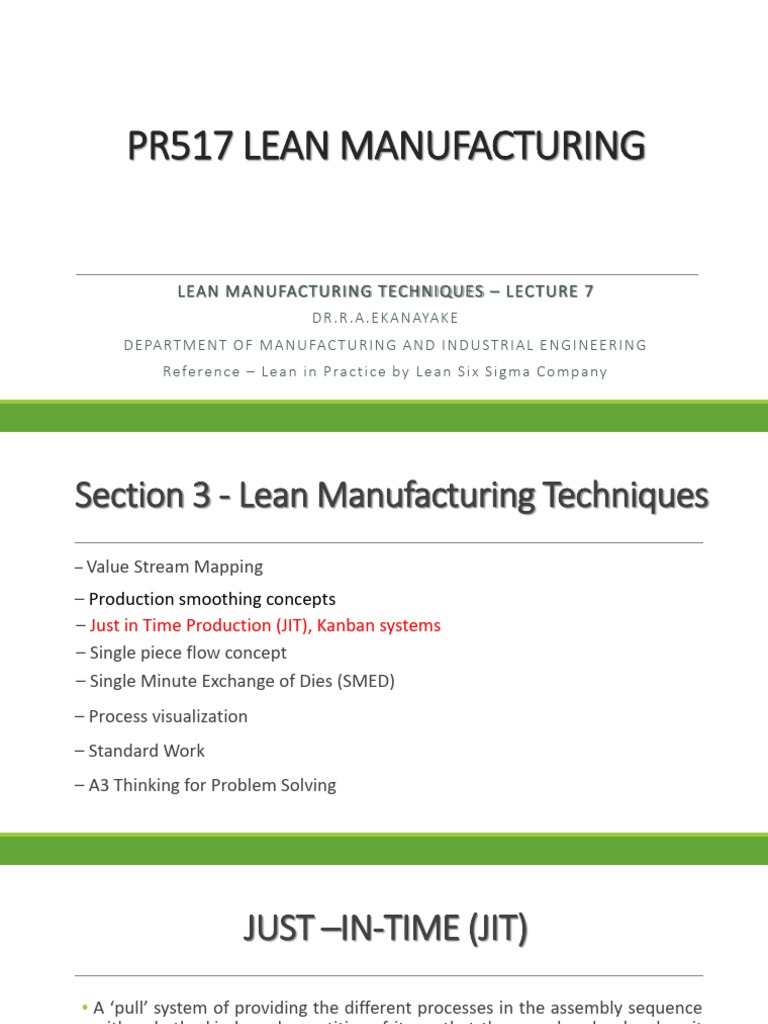 Presentation - Lean Manufacturing Techniques - Lecture 07 | PDF | Lean ...