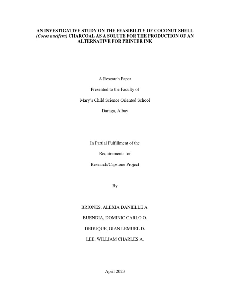 Coconut Charcoal as Printer Ink Alternative | PDF | Ethanol | Printer ...