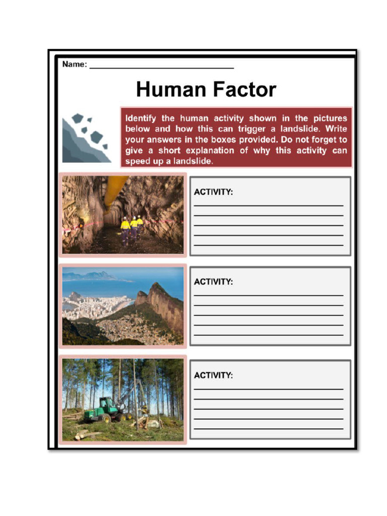 FRIDAY-WORKSHEETS-LANDSLIDE-AND-SINKHOLES | PDF