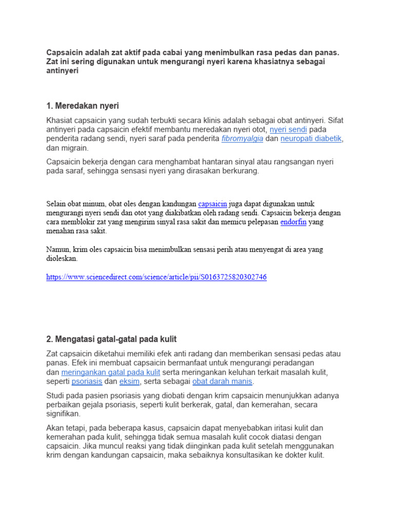 Capsaicin Adalah Zat Aktif Pada Cabai Yang Menimbulkan Rasa Pedas Dan ...