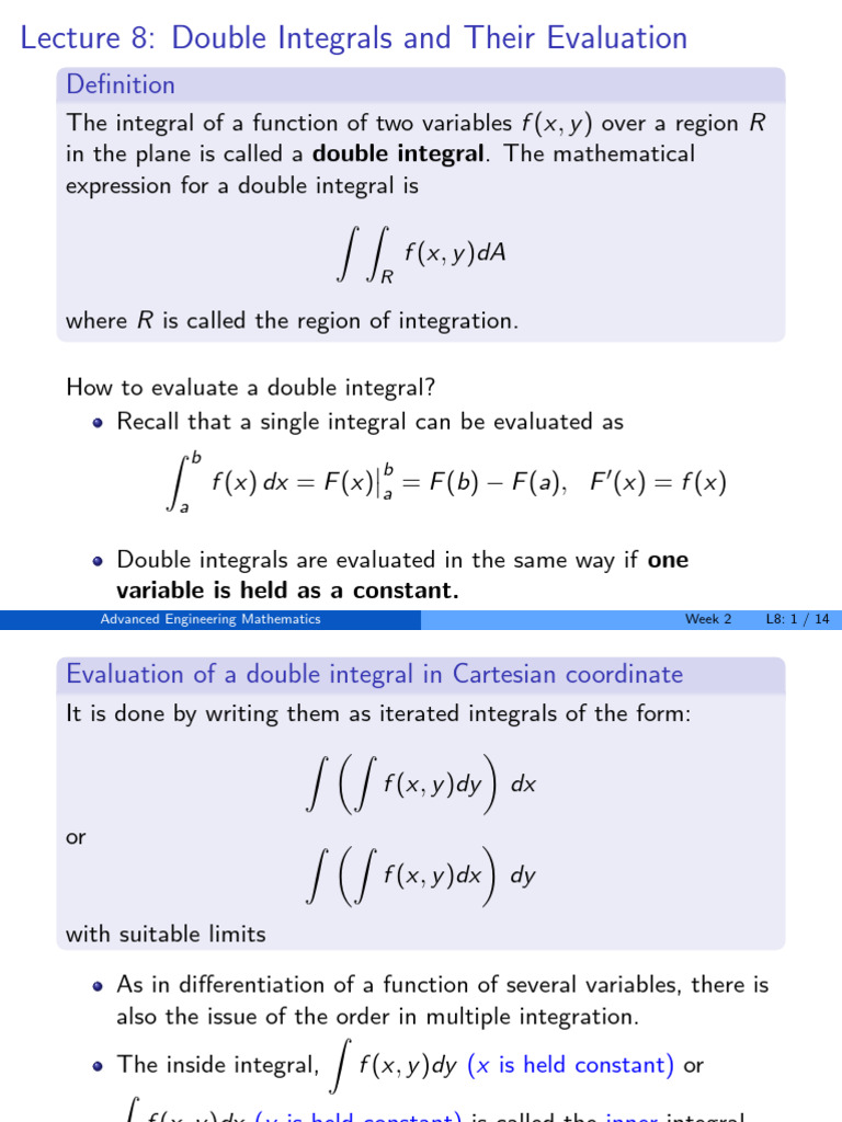 MATH283 L08 Wk2 Web | PDF | Integral | Analysis