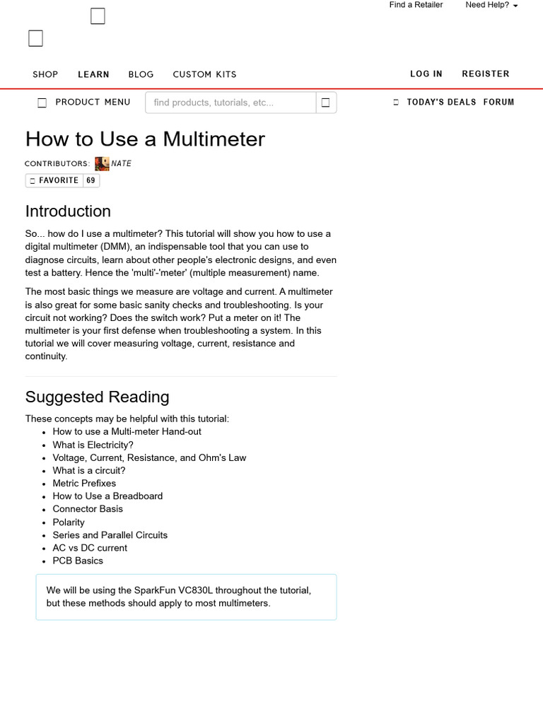 How To Use A Multimeter - SparkFun Learn | PDF | Resistor | Electrical Network