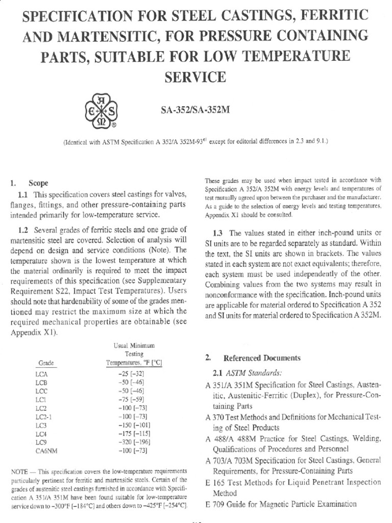 Asme Sa-352 Sa-352m 01.2004 | PDF