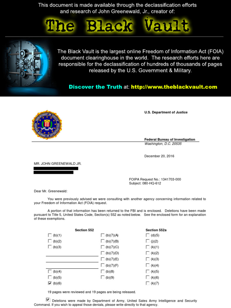 080 HQ 612 Fbi2 | PDF | Freedom Of Information Act (United States ...
