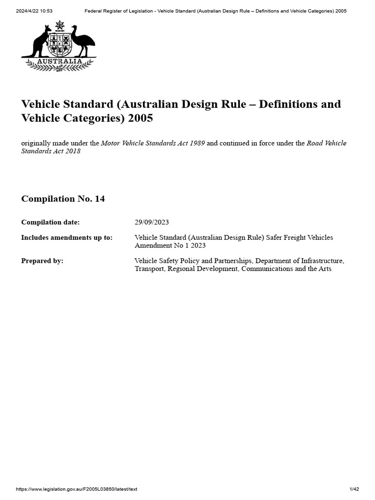 Federal Register of Legislation - Vehicle Standard (Australian Design ...