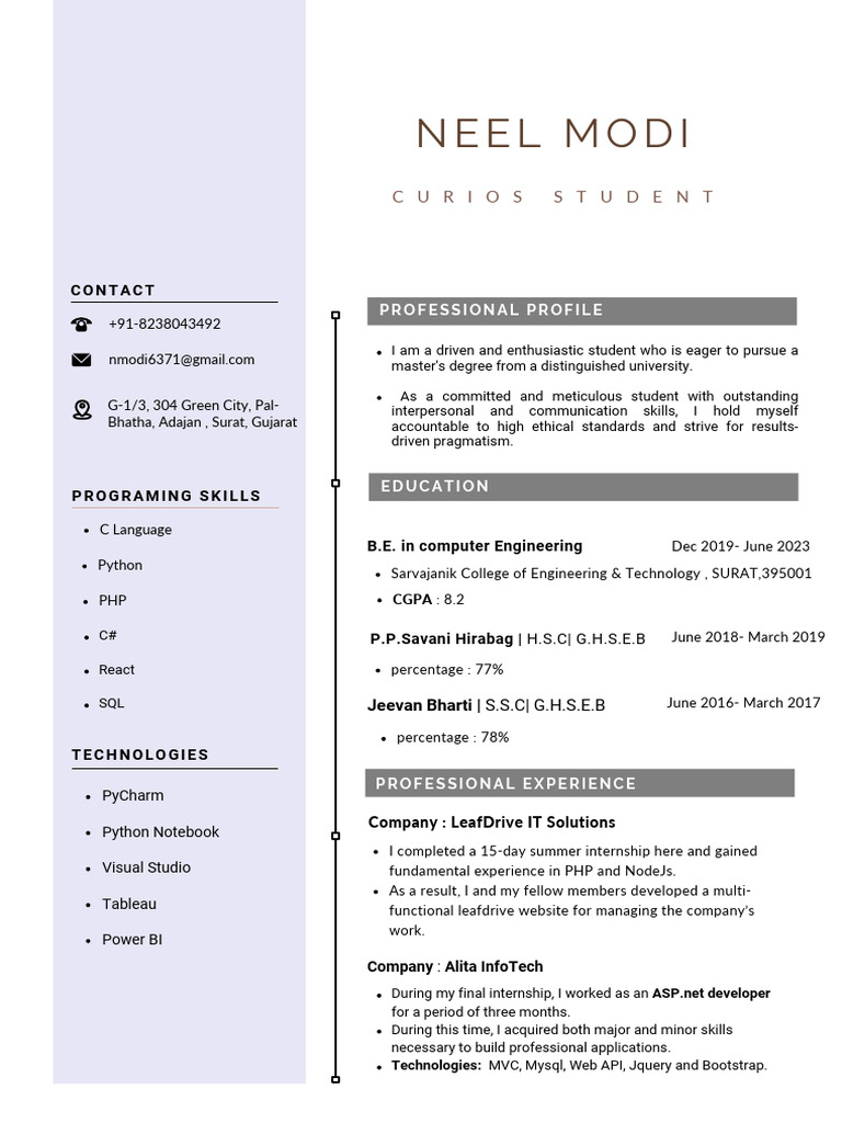 Neelmodi Resume Pdf J Query Ajax Programming 