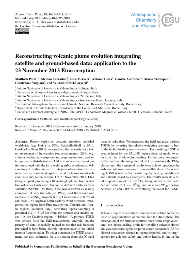Reconstructing Volcanic Plume Evolution Integrating | PDF | Volcanic ...