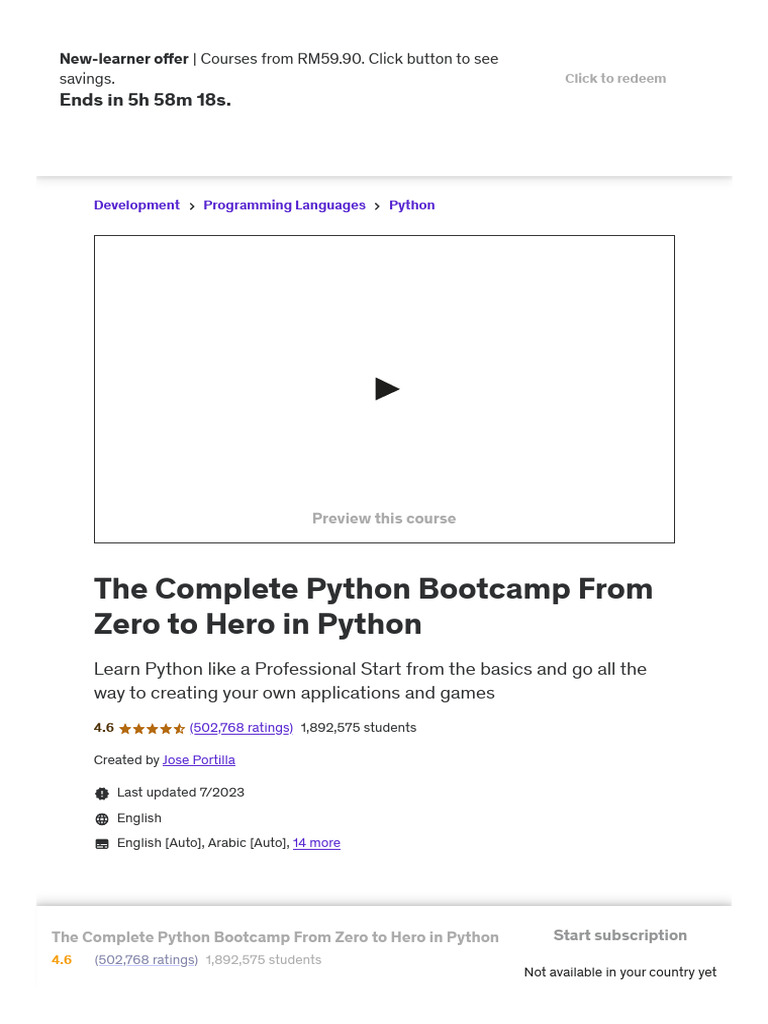 Python Bootcamps Learn Python Programming And Code Training Udemy