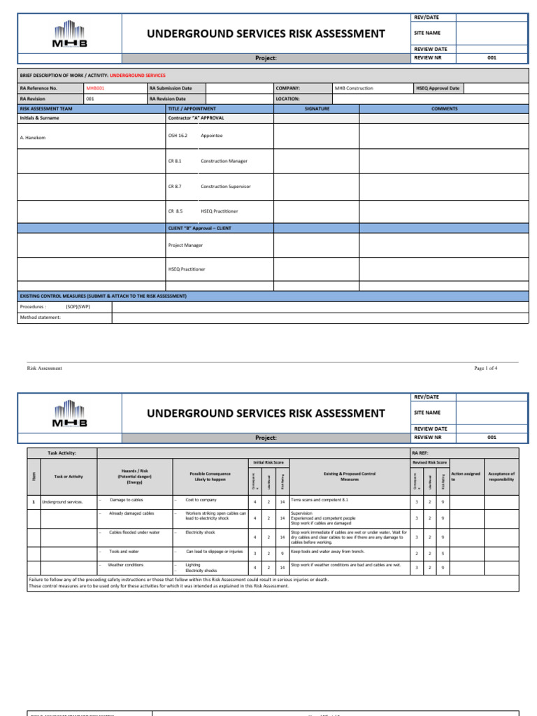 Ra Underground Services | PDF | Risk | Risk Assessment