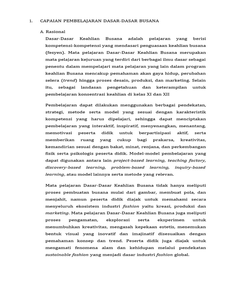 Buku Tata Busana Kurikulum Merdeka | PDF | Seni
