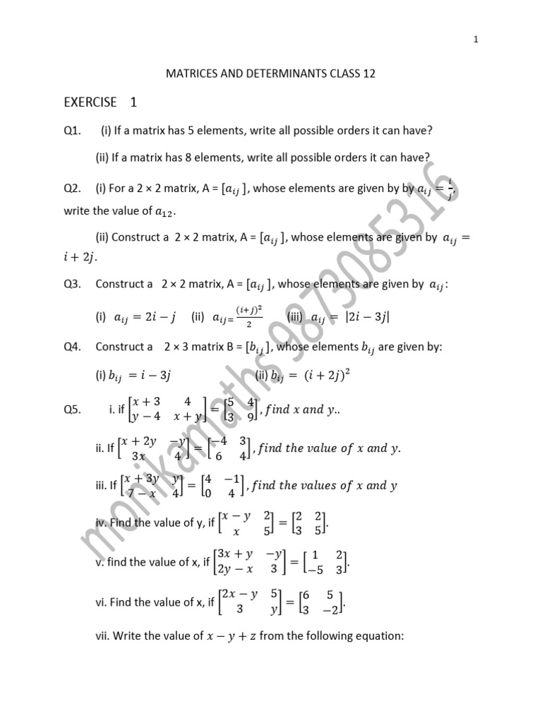 3 Matrices and Determinants | PDF | Matrix (Mathematics) | Determinant