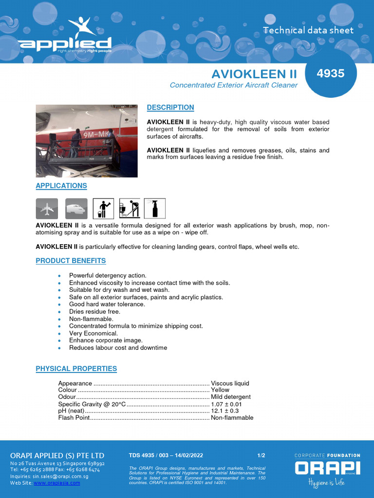 Aviokleen II Tds 4935 Exterior Cleaning | PDF | Technology & Engineering