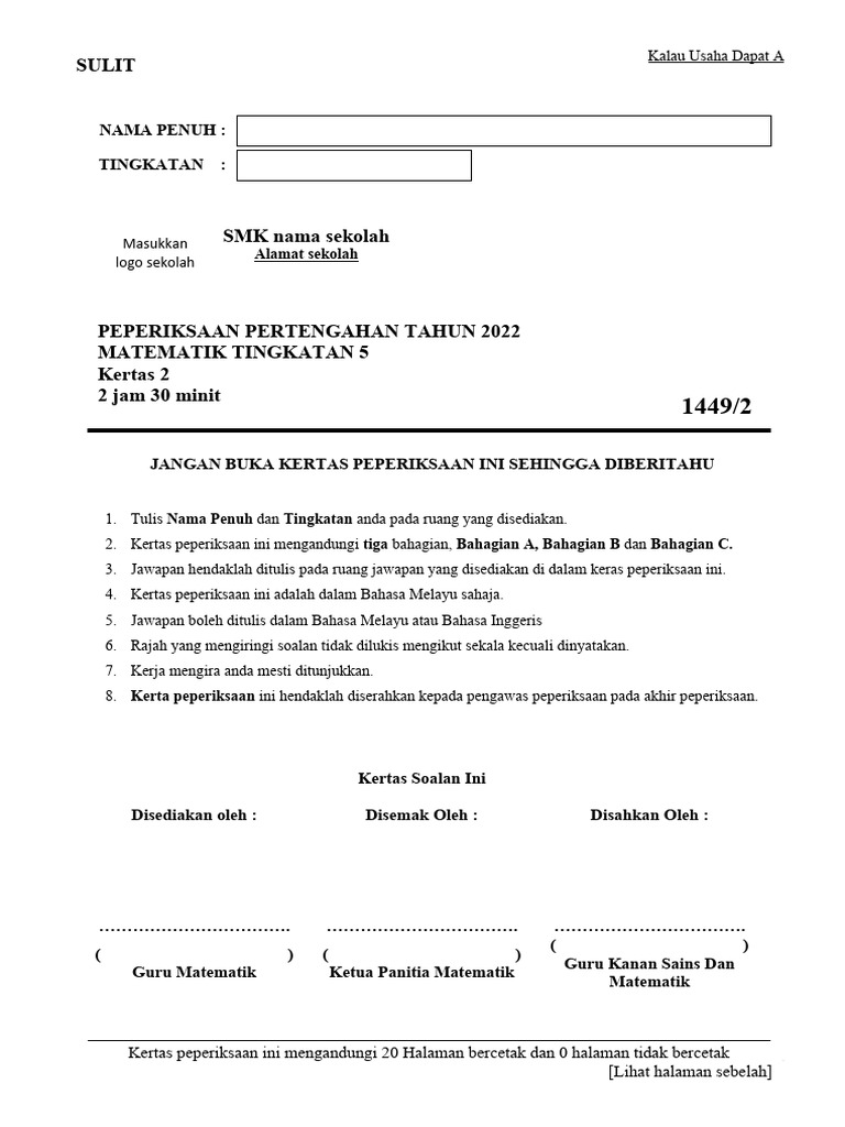 F5 K2 F1 Hingga Bab 5 F5 Soalan Pdf