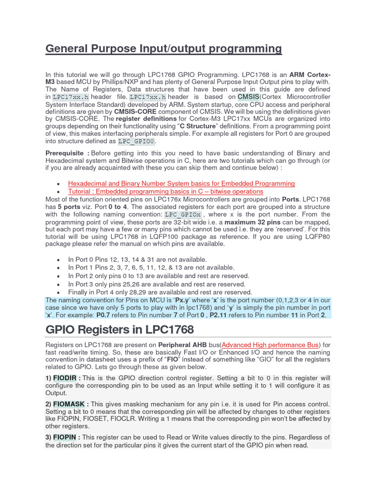 LPC176XX Interfacing | Download Free PDF | Microcontroller | Computer Engineering
