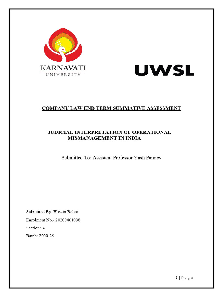 Judicial Insights on Mismanagement | PDF | Governance | Judgment (Law)