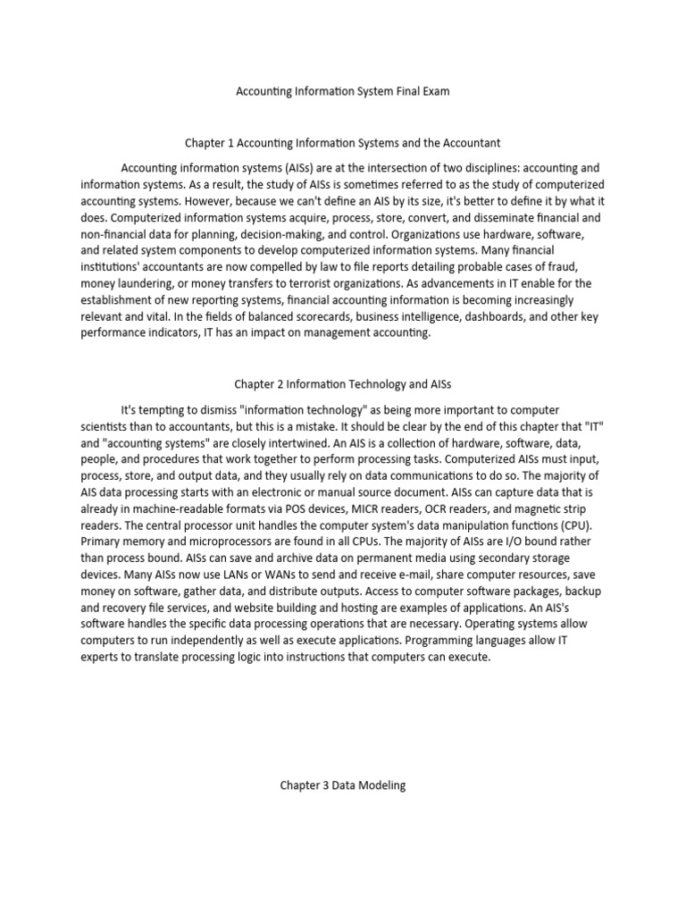Accounting Information System Final Exam | PDF | Databases | Microsoft Access