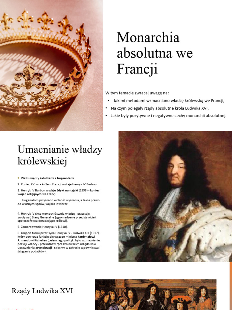 Prezentacja Na Historie Monarchia Francuska | PDF