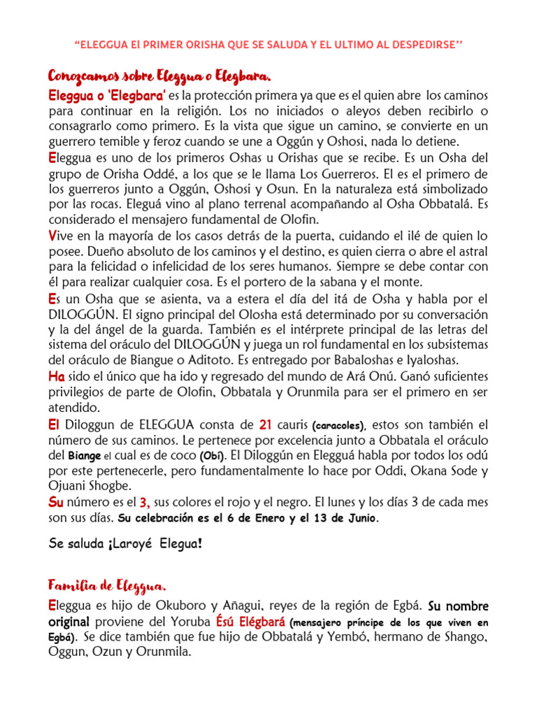 QUIÉN ES ELEGGUA | PDF | Religión étnica | Deidades