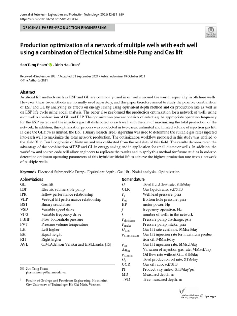 Production Optimization of A Network of Multiple Wells With Each Well Using ESP and Gas Lift ...