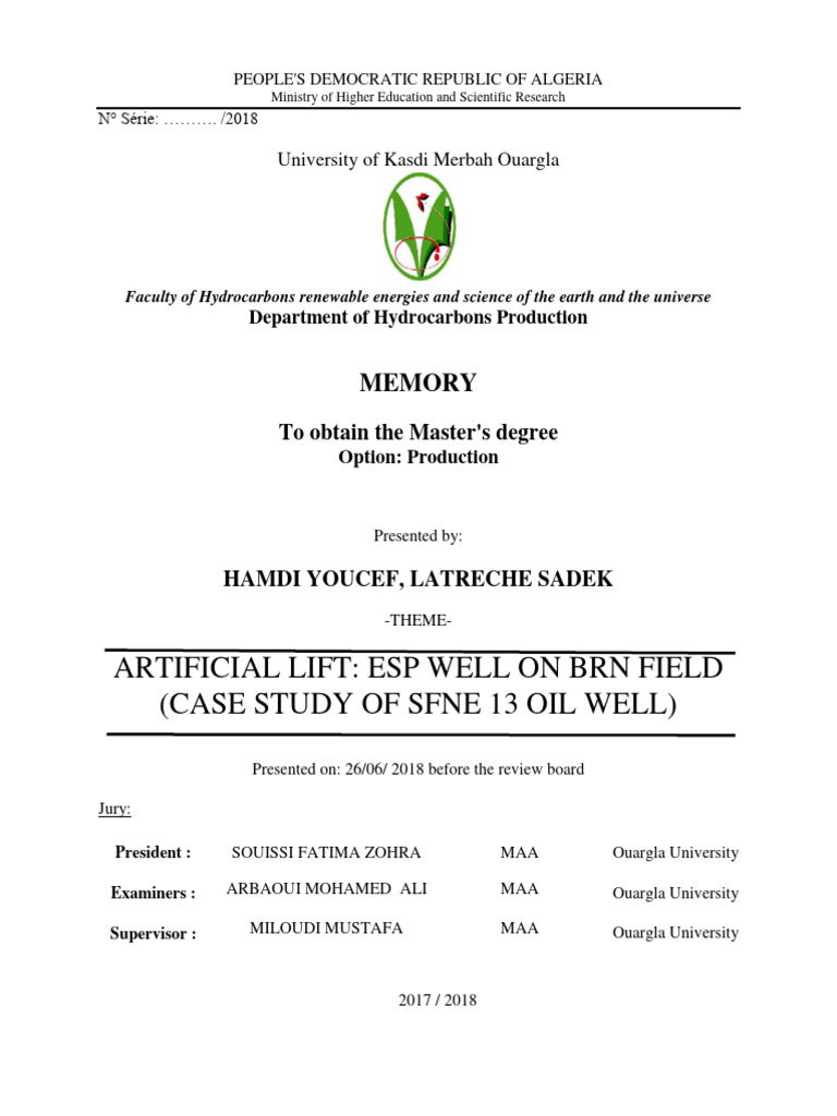 ESP Performance in BRN Field, Algeria | PDF | Petroleum Reservoir ...