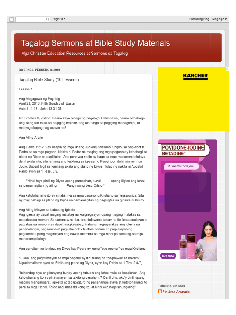 Tagalog Sermons at Bible Study Materials: Tagalog | PDF