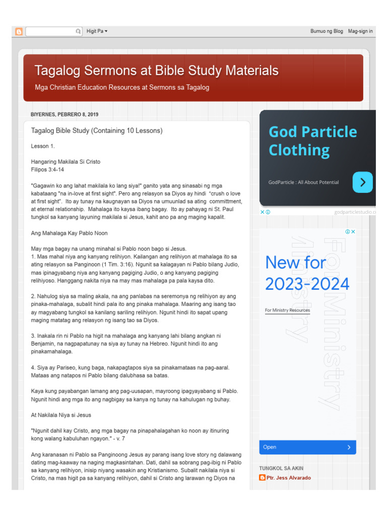 Tagalog Sermons at Bible Study Materials: Tagalog | PDF