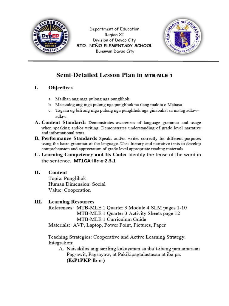 Lesson Plan Cot 1 | PDF