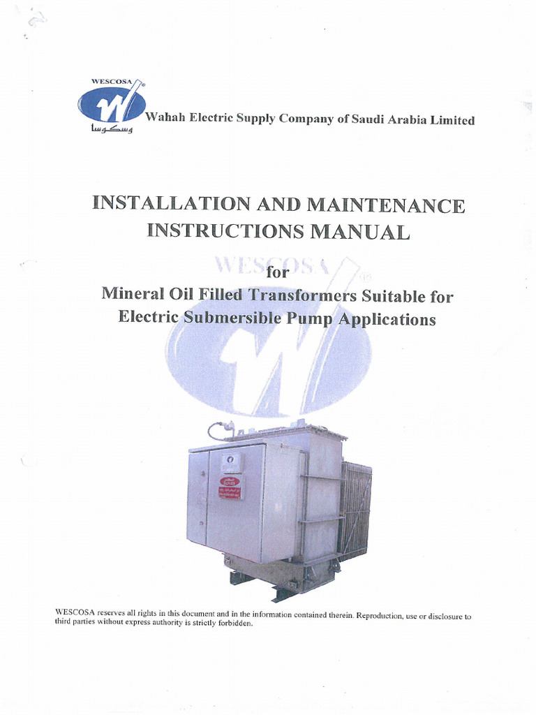 Wescosa Transformer Manuals Maintenance | PDF
