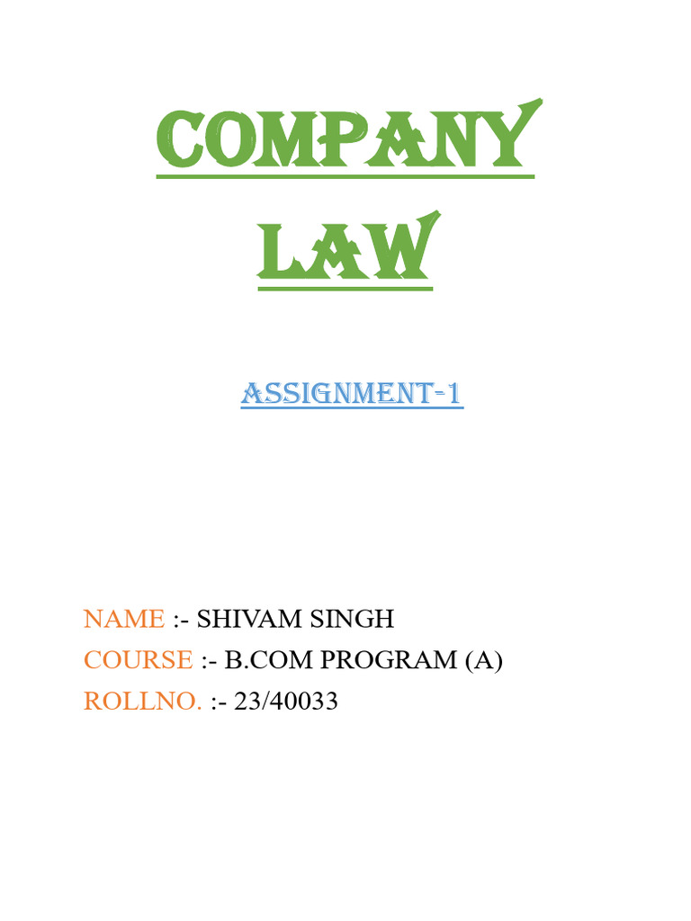 Company Laws Assignment Sem II | PDF | Stocks | Share Repurchase