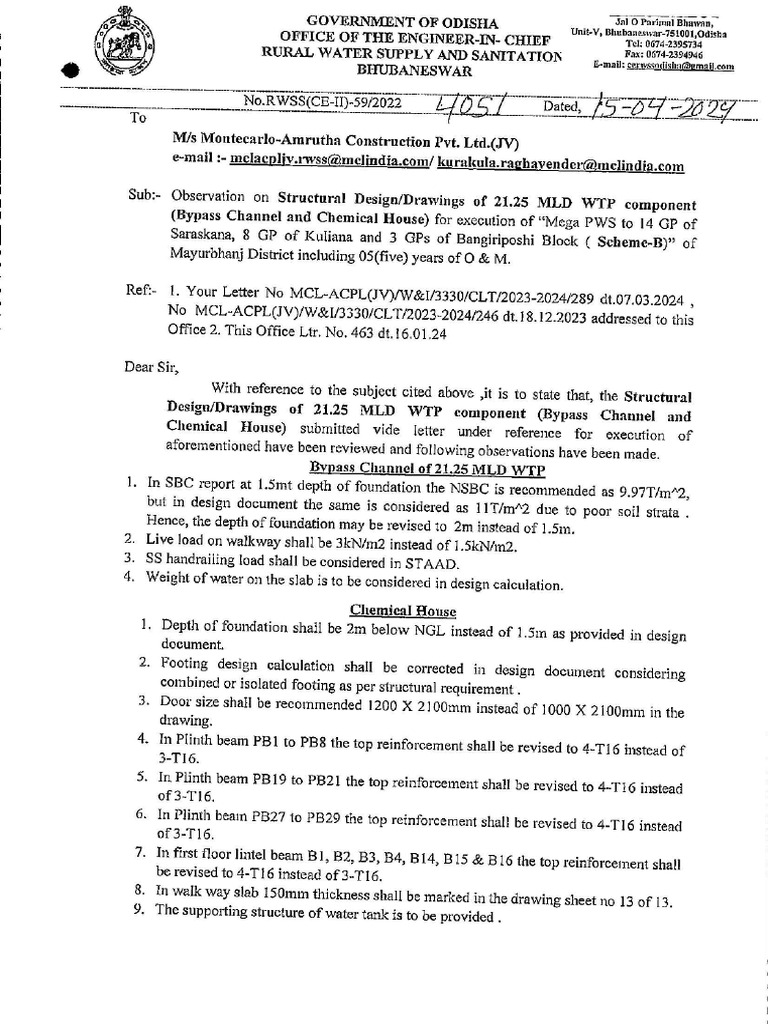 4051 - Letter For 21.25 MLD Bypass Channel Revise and Vetting Approval ...