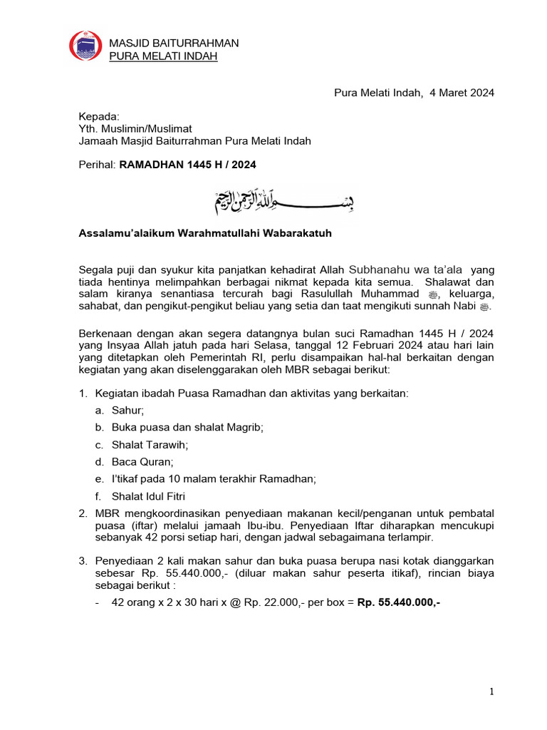 Edaran Ramadhan 1445H-2024 Dengan Form Zakat Rev.0 | PDF | Agama & Spiritualitas