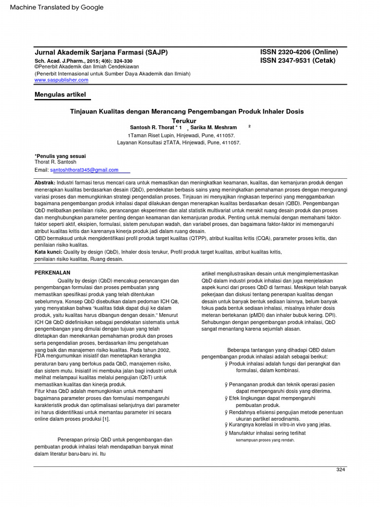QBD Metered Dose Inhaler | PDF | Bisnis