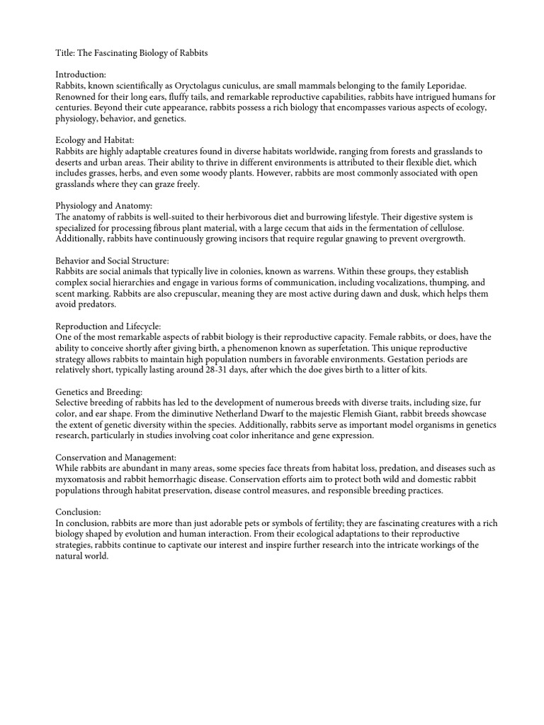 The Fascinating Biology of Rabbits | PDF | Rabbit | Biology