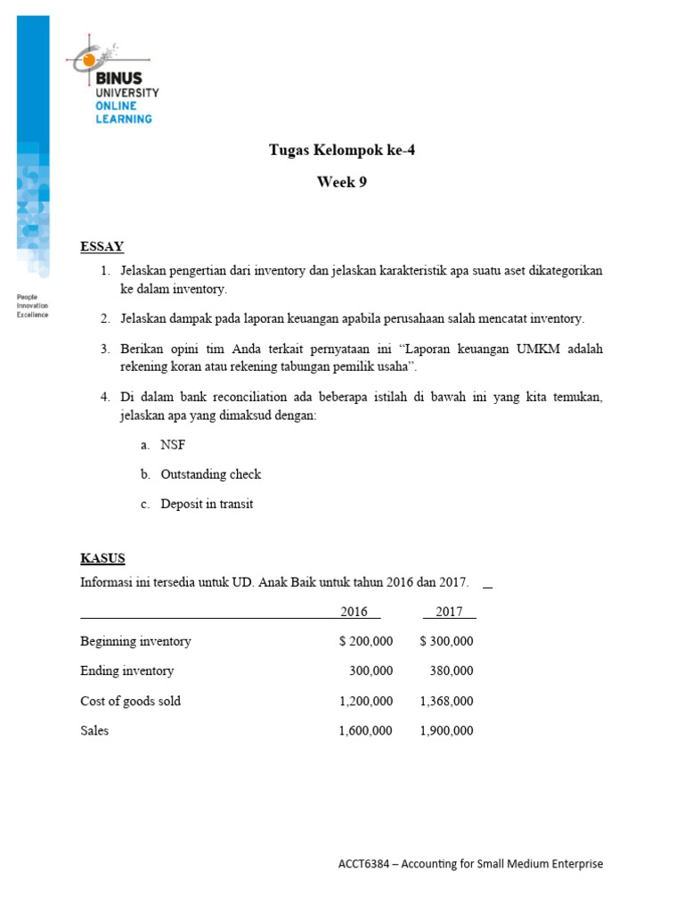 Tugas Kelompok Ke-4 Week 9: Essay | PDF