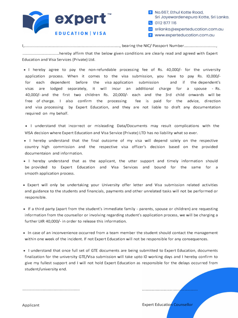 Declaration Form of Student Visa | PDF | Travel Visa