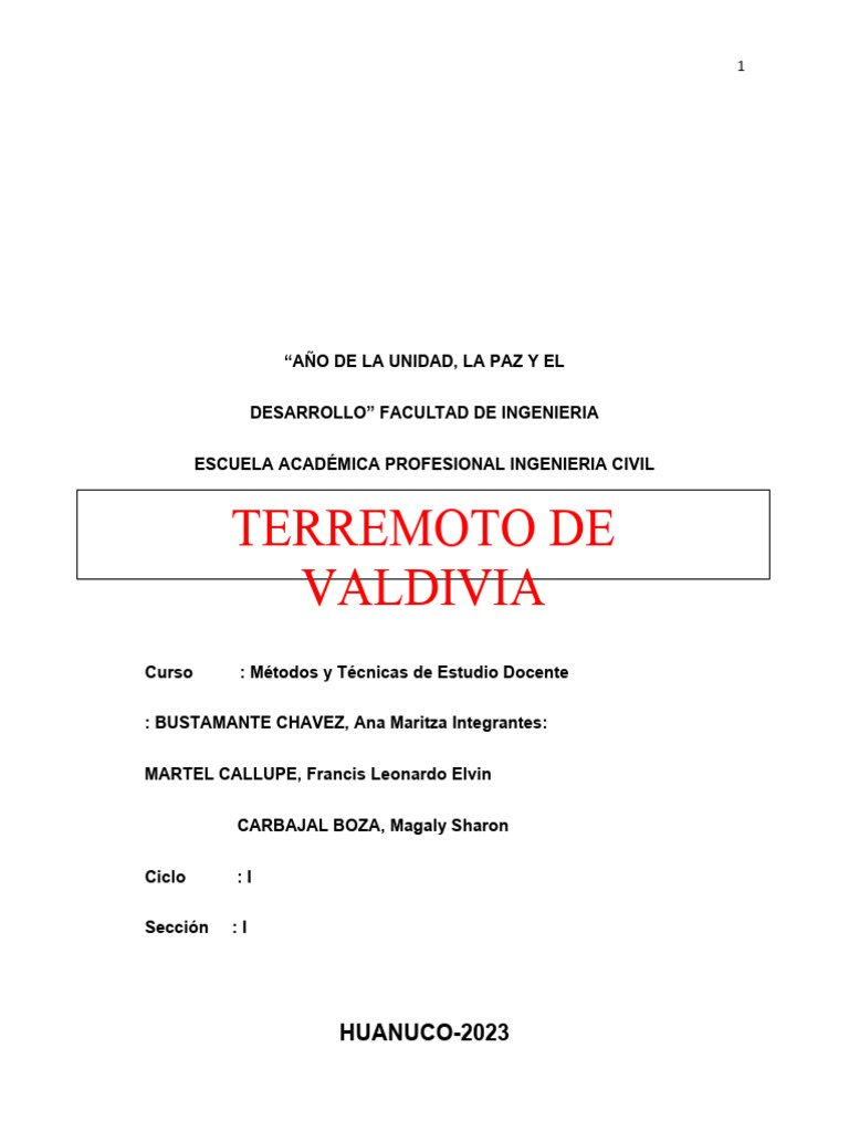 Impacto del Terremoto de Valdivia 1960 | PDF | Tsunami | Temblores