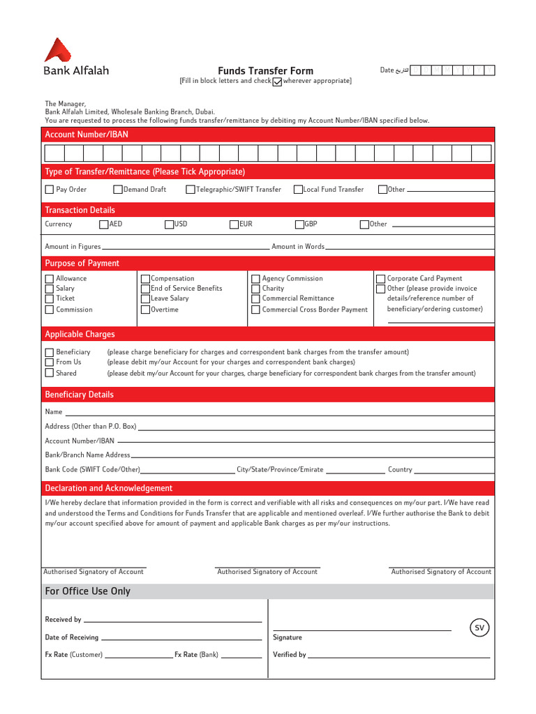 Funds Transfer Request Form | PDF | Banks | Indemnity