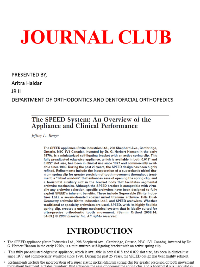 Journal Club: Presented By, Aritra Haldar JR Ii Department of ...