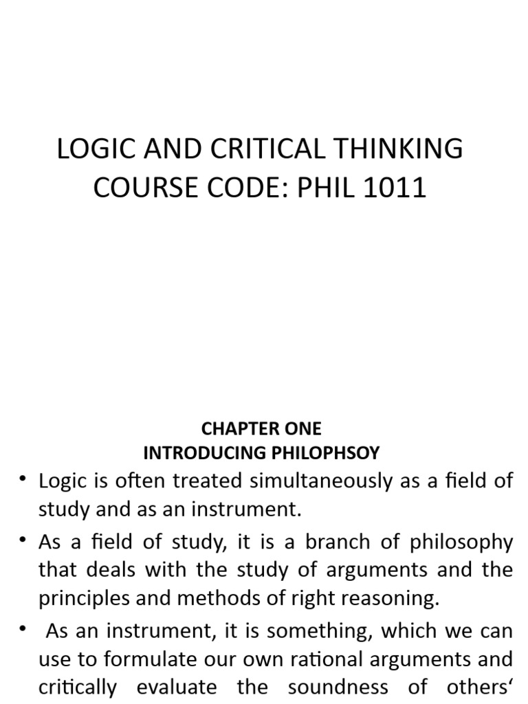 Chapter 1. LOGIC Edited Last | PDF | Epistemology | Argument